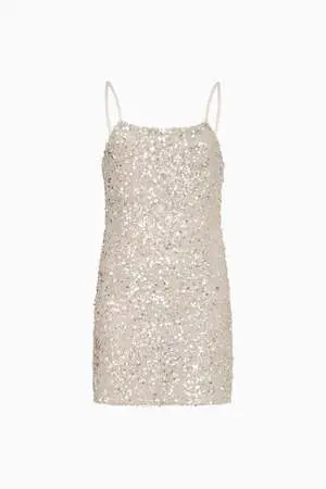 LoveShackFancy Sequin Mini Dress - Gold