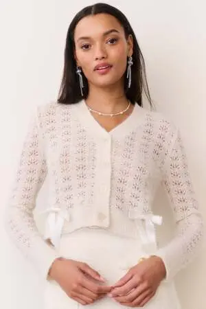 LoveShackFancy Lilly Alpaca-blend Bow Cardigan - Frosted Candy