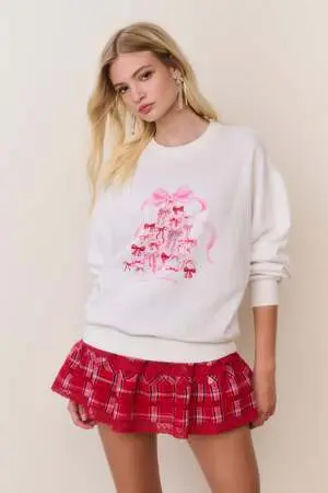 LoveShackFancy Havenleigh Christmas Bow Fleece Pullover