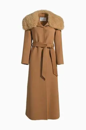LoveShackFancy Susanna Chow Cashmere Shearling Coat - Biscotti