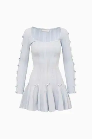 LoveShackFancy Seychelle Ribbed Pointelle Dress With Keyhole Bow Detailing - Candy Apple