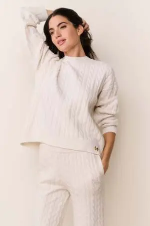 LoveShackFancy Kym Cable Knit Sweater - Ivory