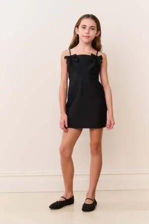 LoveShackFancy Tween Venta Bow Mini Dress - Black