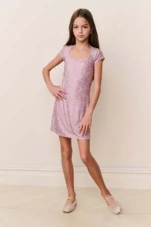 LoveShackFancy Tween Liselle Sequin Mesh Mini Dress - Black