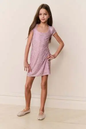 LoveShackFancy Liselle Sequin Mesh Mini Dress - Black