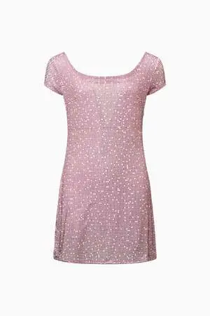 LoveShackFancy Liselle Sequin Mesh Mini Dress - Black