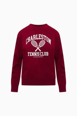 LoveShackFancy First Port Charleston Tennis Pullover - Burgundy