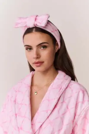 LoveShackFancy Printed Cotton Face Wash Headband - Peppermint Pink