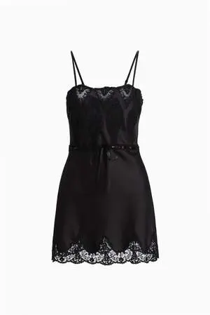 LoveShackFancy Sanna Lace-detailed Mini Slip Dress - Black