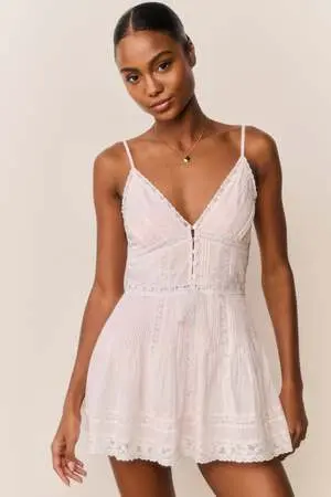 LoveShackFancy Zirelle Cotton Lace-trimmed Mini Dress - Pink