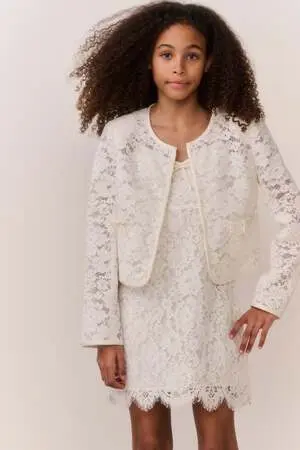 LoveShackFancy Tween Junetta Lace Jacket - Ivory