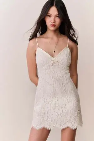 LoveShackFancy Petaline Lace Mini Dress - Ivory