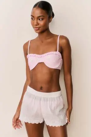 LoveShackFancy Ocean Embroidered Cotton Cover-up Shorts