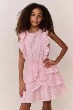 LoveShackFancy Tween Sweetheart Decker Dress - Pink Peppermint