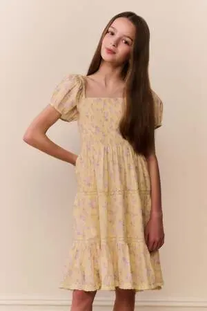 LoveShackFancy Tween Muriella Floral Puff Sleeve Dress