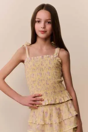 LoveShackFancy Tween Merrinelle Blooming Floral Top - Rustic Orchid