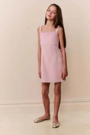 LoveShackFancy Tween Lace Tweed Willamina Dress - Pink