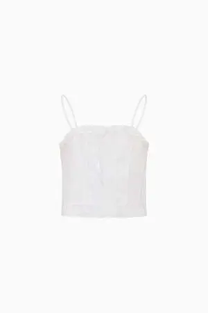 LoveShackFancy Tween Cotton Lace Quince Top - White