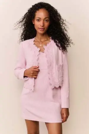 LoveShackFancy Erina Lace-trimmed Tweed Jacket - Parasol Blush