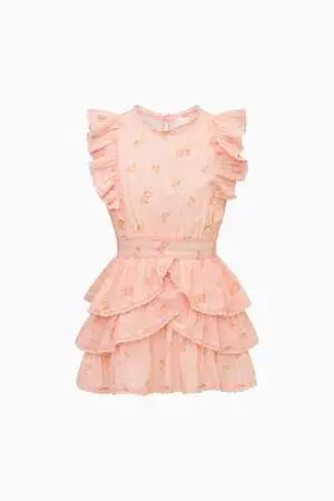 LoveShackFancy Tween Peach Pom Pom Decker Dress - Peachy Petals