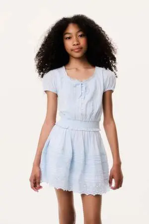 LoveShackFancy Tween Mini Sani Skirt - Blue Finch