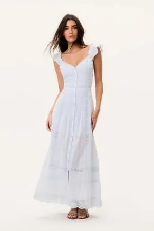 LoveShackFancy Kailette Cotton Maxi Dress With Ruffled Straps And Pintuck Details - Tender Touch