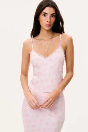 LoveShackFancy Brett Silk-blend Floral Cami Top - Blushing Blonde