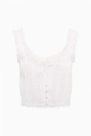 LoveShackFancy Blyss Cotton Sleeveless Top - Blue Finch