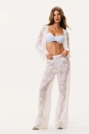 LoveShackFancy Jessia Lace Cover-up Pant - White