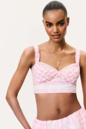 LoveShackFancy Ricky Seersucker Bralette Top - Watermelon Waves
