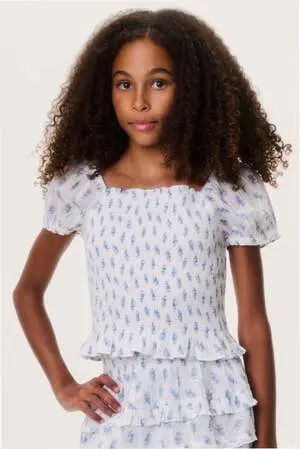 LoveShackFancy Tween Fabielle Top - Indigo Cloud