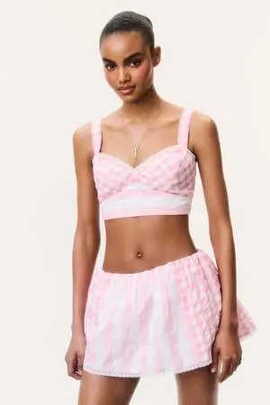 LoveShackFancy Jonie Seersucker Mini Skort