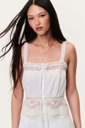 LoveShackFancy Anoria Cotton Lace Top - Ivory