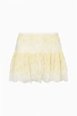 LoveShackFancy Kellison Cotton-silk Mini Skirt - Sweet Nectar