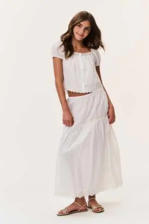 LoveShackFancy Tween Cotton Lace Norael Skirt - Ivory