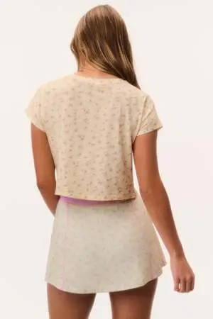 LoveShackFancy Rubin Ditsy Floral Cropped Tee - Blue Serve