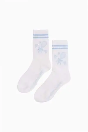 LoveShackFancy Lowell Tennis Bow Socks - White