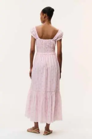 LoveShackFancy Lyssara Floral Cotton Maxi Dress - Celadon Drift