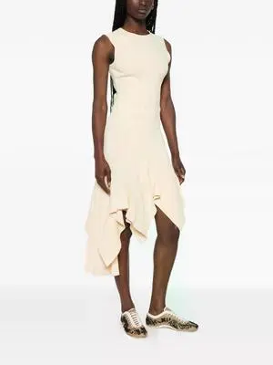 Sandro Asymmetric Ruffled Knitted Mini Dress - Neutrals