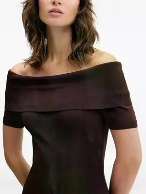 Bardot Off-shoulder Maxi Dress With Pleated Skirt