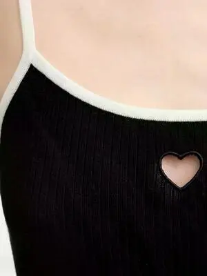 From Future Ribbed Heart Detail Spaghetti Strap Top