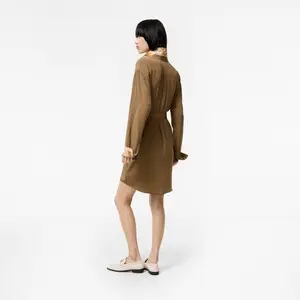 Burberry Silk Crepe De Chine Shirt Dress With Charm Print - Puddle Brown