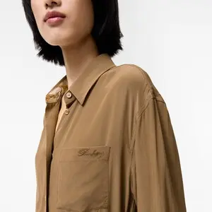 Burberry Silk Crepe De Chine Shirt Dress With Charm Print - Puddle Brown