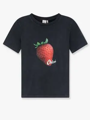 Chloé CHLOE Cotton T-Shirt With Strawberry Print Multicolor