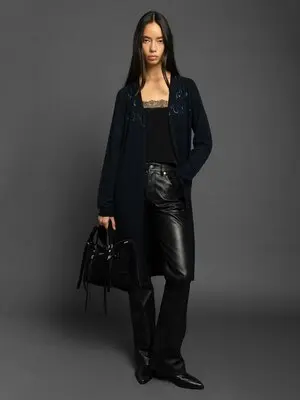 Zadig&Voltaire Daffyz Cashmere Cardigan With Rhinestone Embellishments - Encre