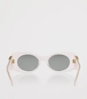 Loewe Anagram Bevelled Oval Sunglasses - White