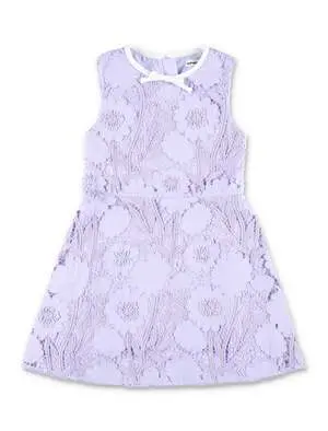 SELF-PORTRAIT Floral Guipure Lace Mini Dress With Contrast Neckline Bow - Viola