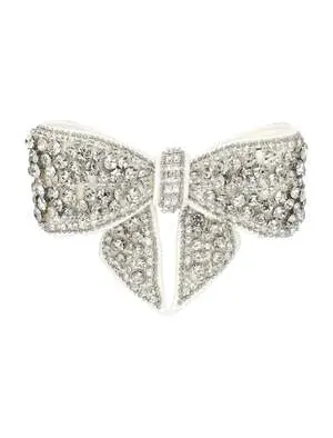 SELF-PORTRAIT Silver-tone Embellished Bow Hair Clip - Bianco
