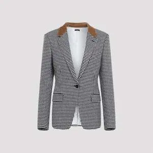 TOM FORD Cashmere Single-breasted Houndstooth Blazer - Black