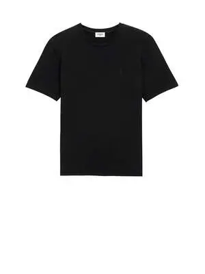 Saint Laurent Cassandre T-shirt In Piqu - Black